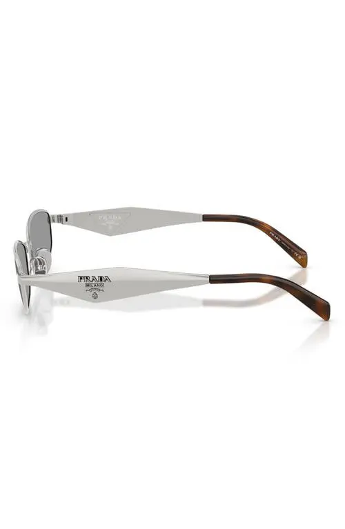 Prada 55mm Oval Sunglasses - Silver/grey