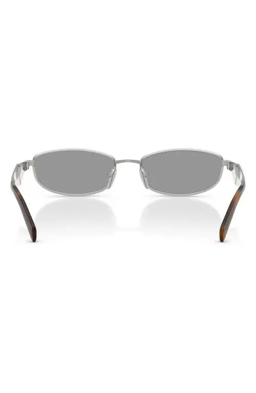 Prada 55mm Oval Sunglasses - Silver/grey