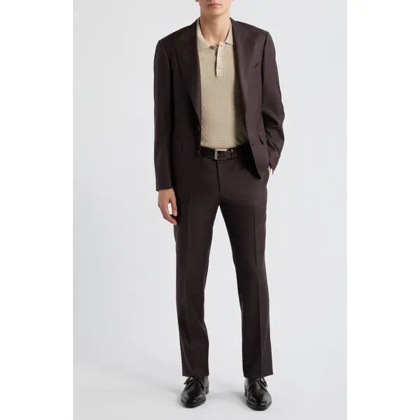 Canali Capri Trim Fit Super 130s Wool Peak Lapel Suit - Dark Brown