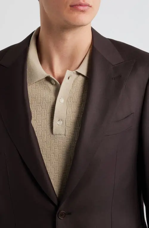 Canali Capri Trim Fit Super 130s Wool Peak Lapel Suit - Dark Brown