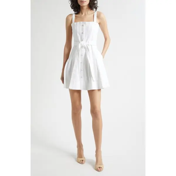 Cinq À Sept Branwen Pleated Belted Denim Minidress