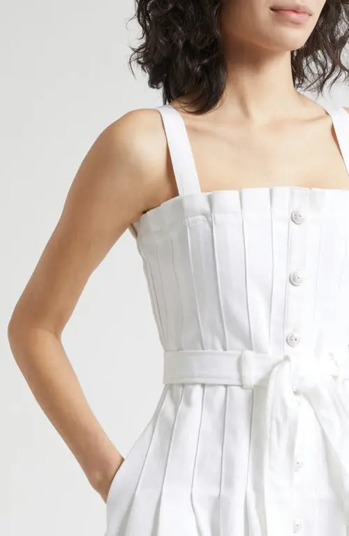 Cinq À Sept Branwen Pleated Belted Denim Minidress