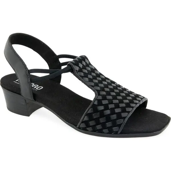 Munro Susan Sling Back Sandal - Black Woven Leather