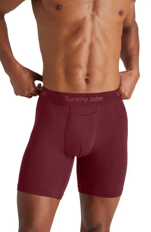 Tommy John Second Skin Luxe Rib 6-inch Boxer Briefs - Cabernet