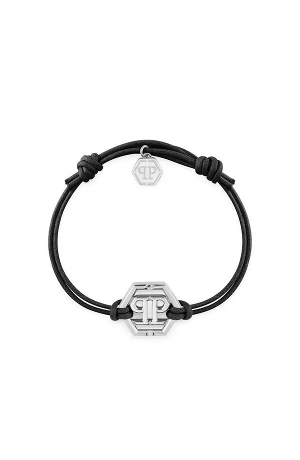 Philipp Plein Linked Cotton Cord Bracelet - Stainless Steel