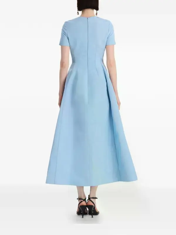 Oscar De La Renta Crystal Flower-embroidered Faille Dress