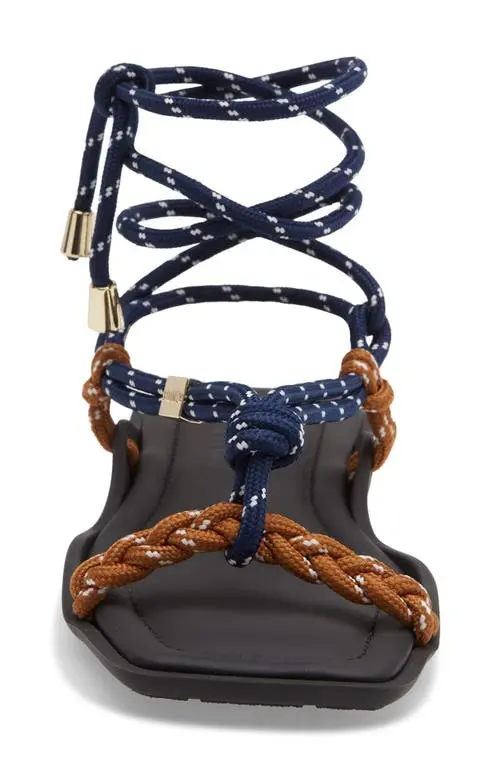 Flowze Lace-up Water Repellent Slide Sandal - Blue/hazelnut