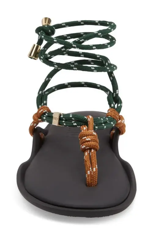 Flowze Lace-up Thong Slide Sandal - Hazelnut/forest Green