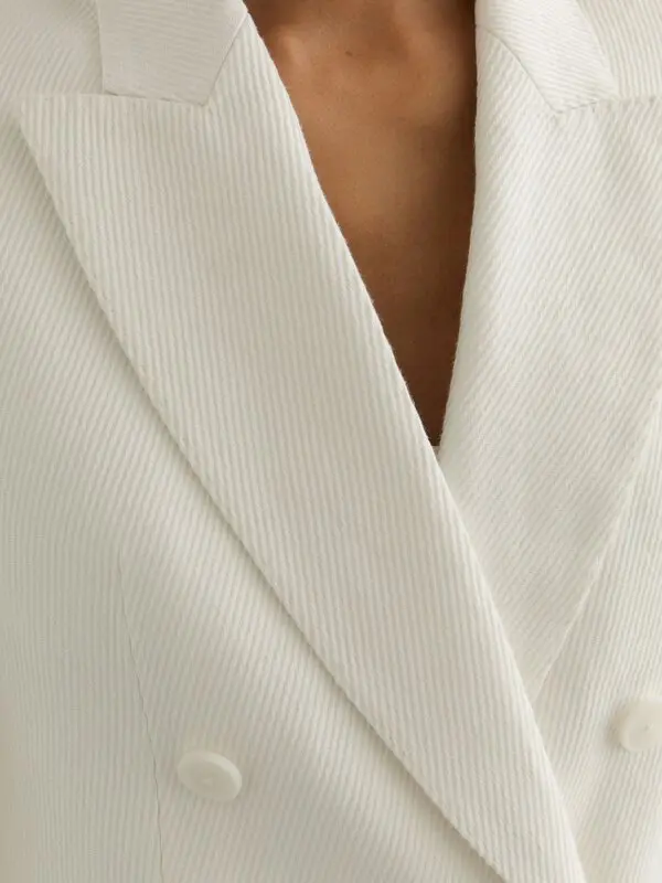 REISS Alyx Linen-blend Double-breasted Suit Jacket