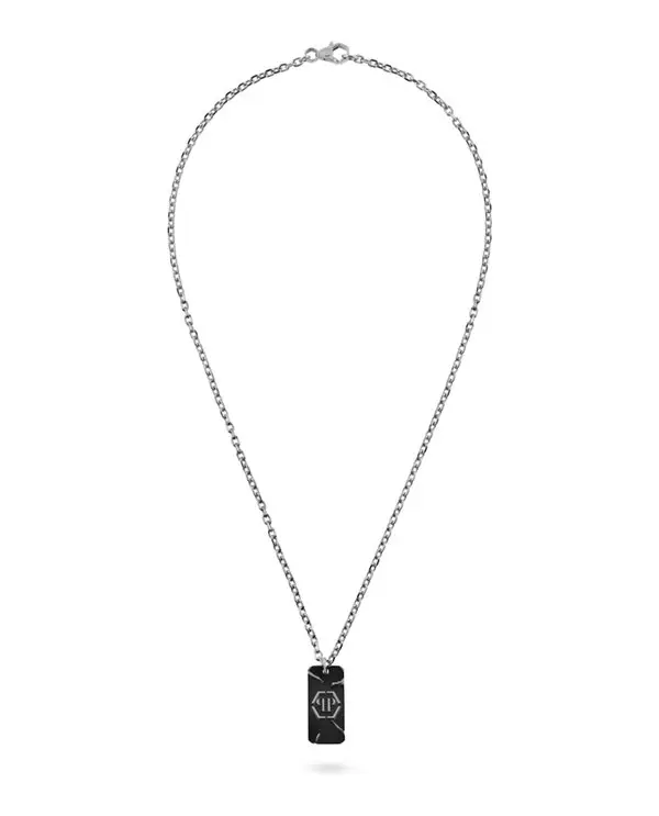 Philipp Plein Plein Tag Cable Chain Necklace - Stainless Steel