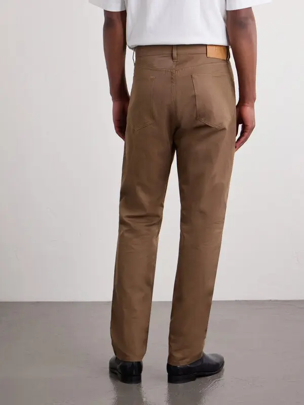 Ralph Lauren Purple Label Straight-leg Cotton-linen Trousers - Brown