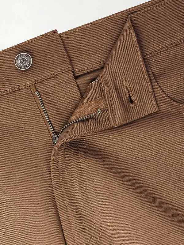 Ralph Lauren Purple Label Straight-leg Cotton-linen Trousers - Brown