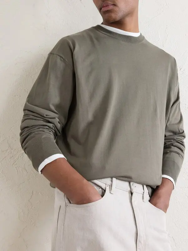 Auralee Luster Knitted T-shirt - Green
