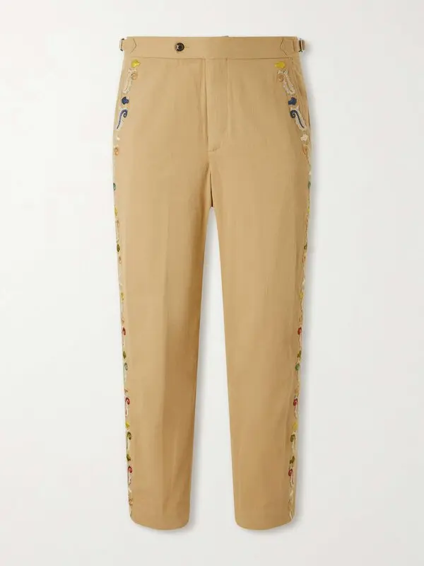 BODE Straight-leg Feather Runner Trousers - Beige