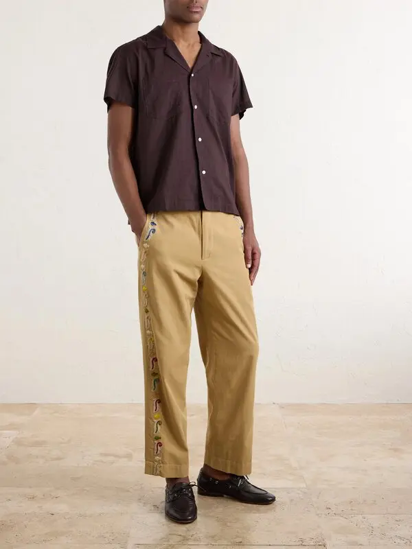 BODE Straight-leg Cotton Feather Runner Trousers - Neutrals