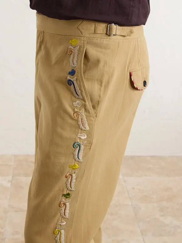 BODE Straight-leg Cotton Feather Runner Trousers - Neutrals