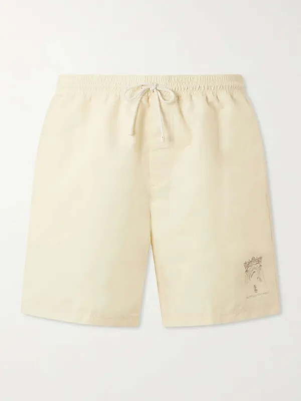 Brunello Cucinelli Straight-leg Mid-length Swim Shorts - Cream