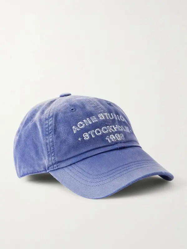 Acne Studios Logo-print Cotton-twill Baseball Cap - Blue