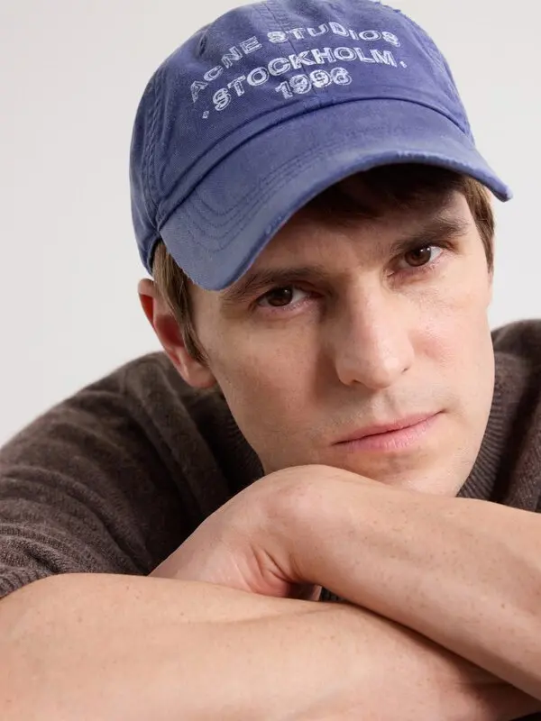 Acne Studios Logo-print Cotton-twill Baseball Cap - Blue
