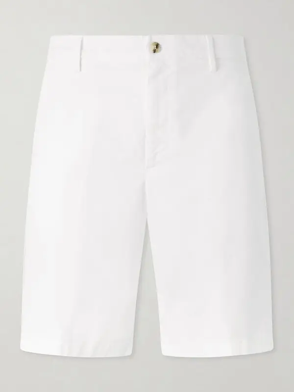 Canali Straight-leg Stretch Cotton-blend Gabardine Shorts - White