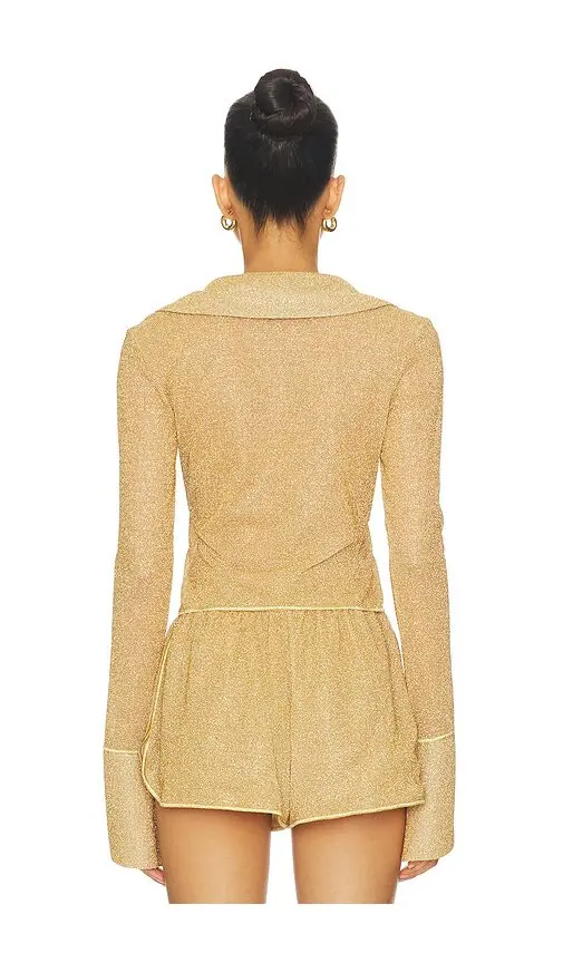 Oseree Lumiere Slim Metallic Shirt - Gold