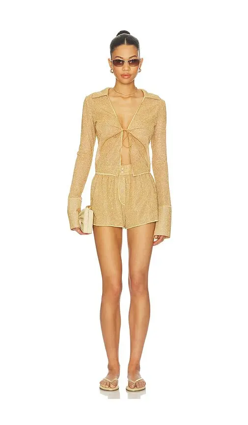Oseree Lumiere Slim Metallic Shirt - Gold