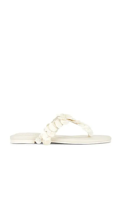 Simkhai Elin Natural Shell Beaded Thong Sandal In White - Alabaster