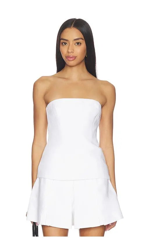 Bardot Helenia Linen Strapless Top - Orchid White