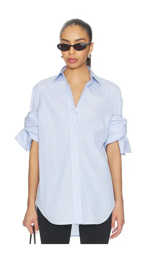 Monse Knotted Sleeve Shirt - Sky Blue