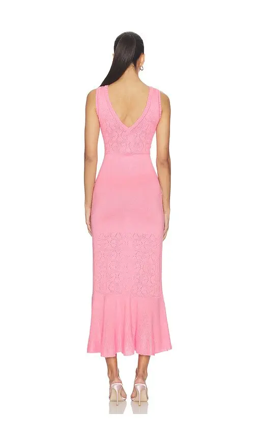 ANDREEVA Peony Knit Dress With Ostrich Feather Details - Pink