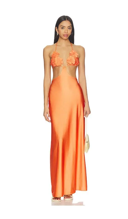 BOAMAR Ochre Long Dress In Orange - Coral