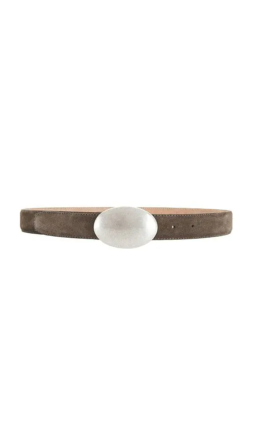 LAMARQUE Suede Leather Belt - Steel Grey
