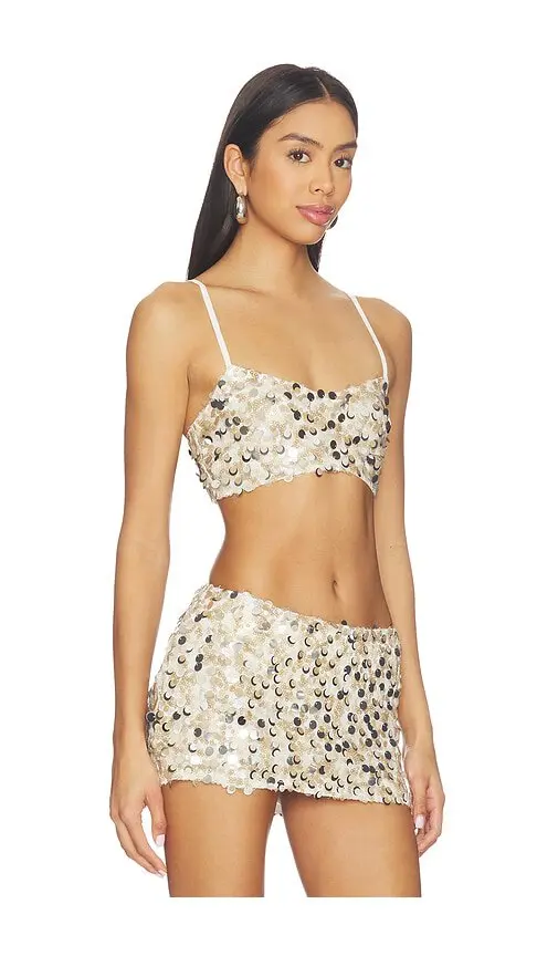 AMELIE TEJE Sequined Mesh Top