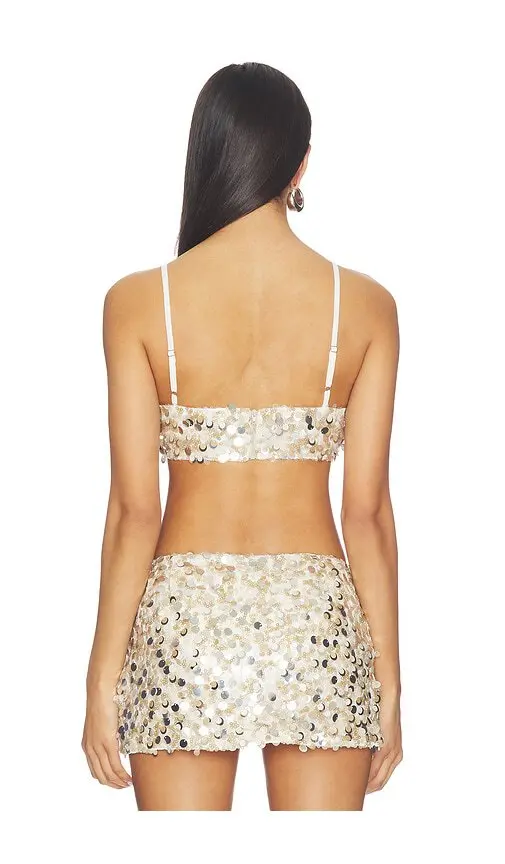 AMELIE TEJE Sequined Mesh Top