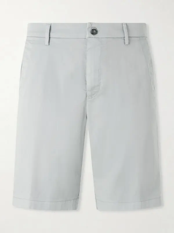 Canali Straight-leg Stretch Cotton-blend Gabardine Shorts - Blue