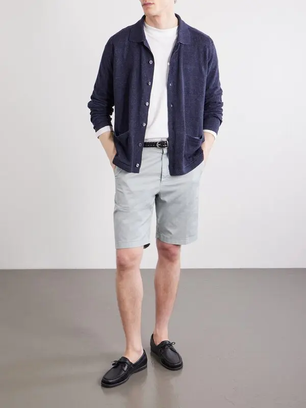 Canali Straight-leg Stretch Cotton-blend Gabardine Shorts