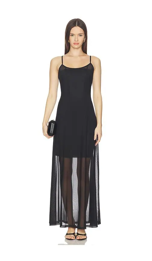GESTUZ Maddin 2-in-1 Sheer Maxi Dress - Black