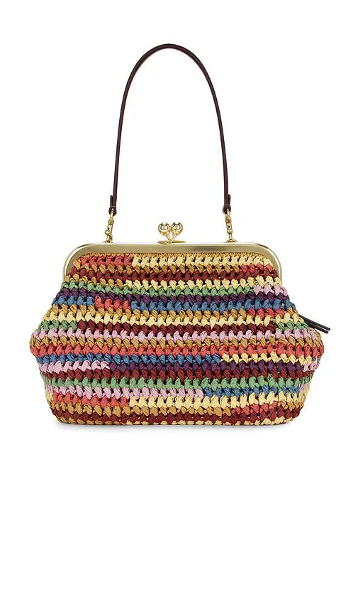 COACH Large Weave Straw Kisslock 27 Frame Bag - Multi