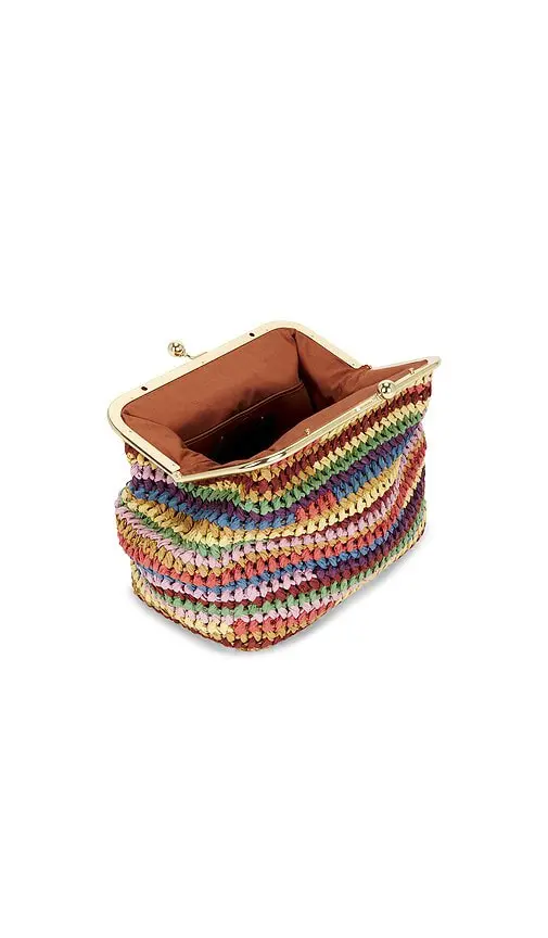 COACH Large Weave Straw Kisslock 27 Frame Bag