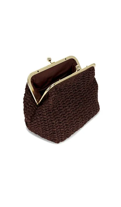 COACH Large Weave Straw Kisslock Frame 27 Bag - Maple