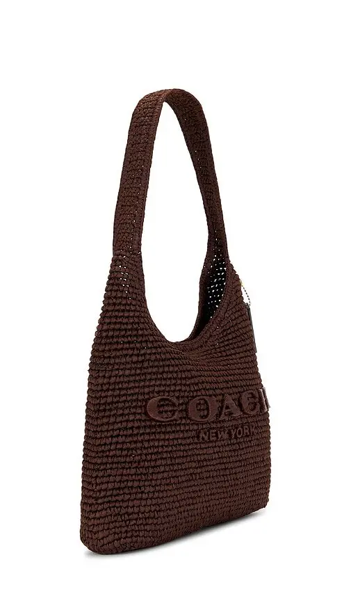 COACH Refined Weave Straw Brooklyn 28 Shoulder Bag - Maple