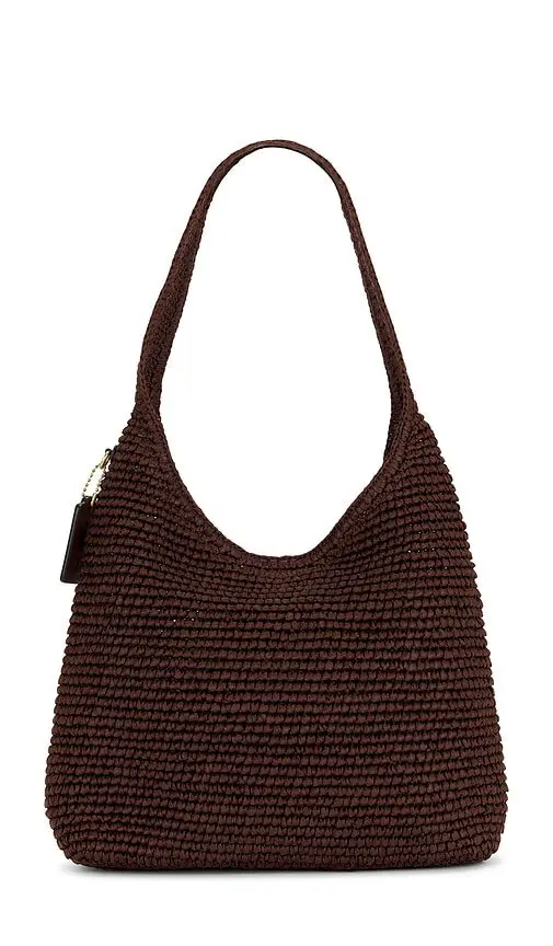 COACH Refined Weave Straw Brooklyn 28 Shoulder Bag - Maple
