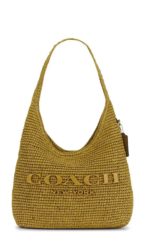 COACH Refined Weave Straw Brooklyn 28 Shoulder Bag - Muted Olive