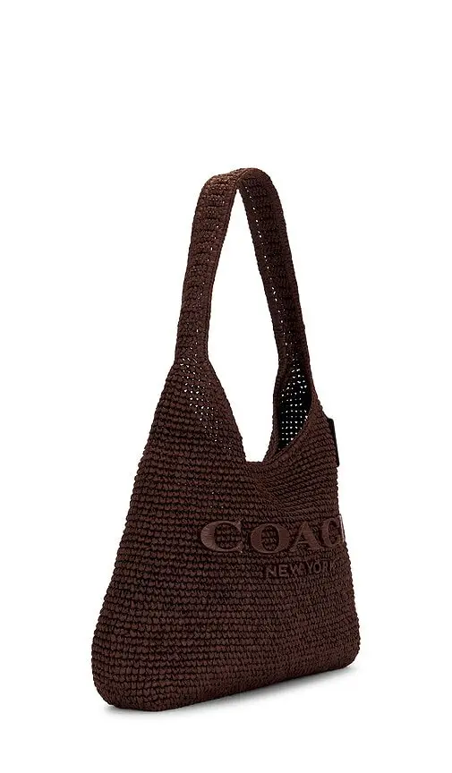 COACH Refined Weave Straw Brooklyn 34 Shoulder Bag - Maple