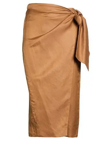 Max Mara Midi Skirt Camel Size Linen, Silk - Beige