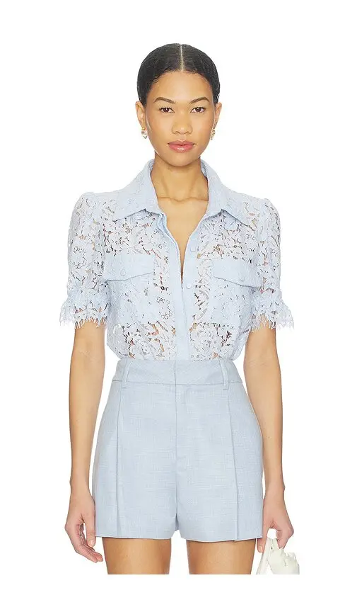 Generation Love Mina Lace Shirt - Light Blue