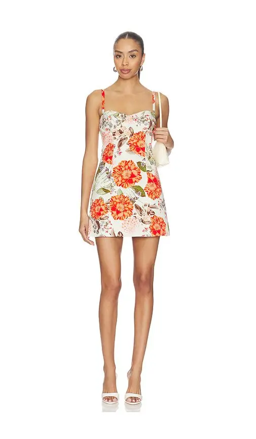 Cara Cara Claudine Mini Dress - Blossoms Egret