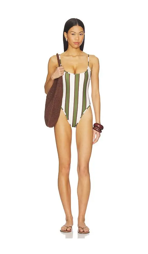 HAIGHT. Pipping Thidu Swimsuit - Olive Stripes
