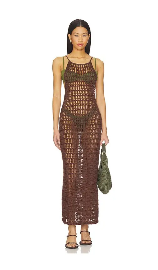 HAIGHT. Long Pipa Knit Dress - Brauna Brown