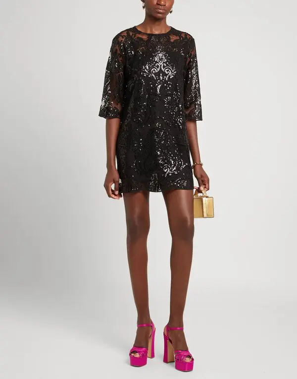 SEMICOUTURE Mini Flared Dress With Lace And Sequin Detailing
